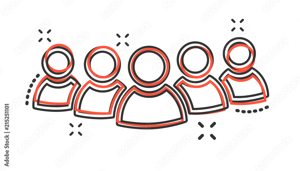 Vector cartoon group of people icon in comic style. Persons sign ...
