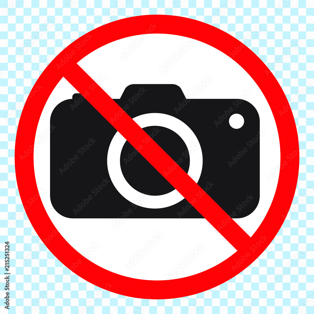 No cameras allowed sign. Red prohibition no camera sign. No taking ...