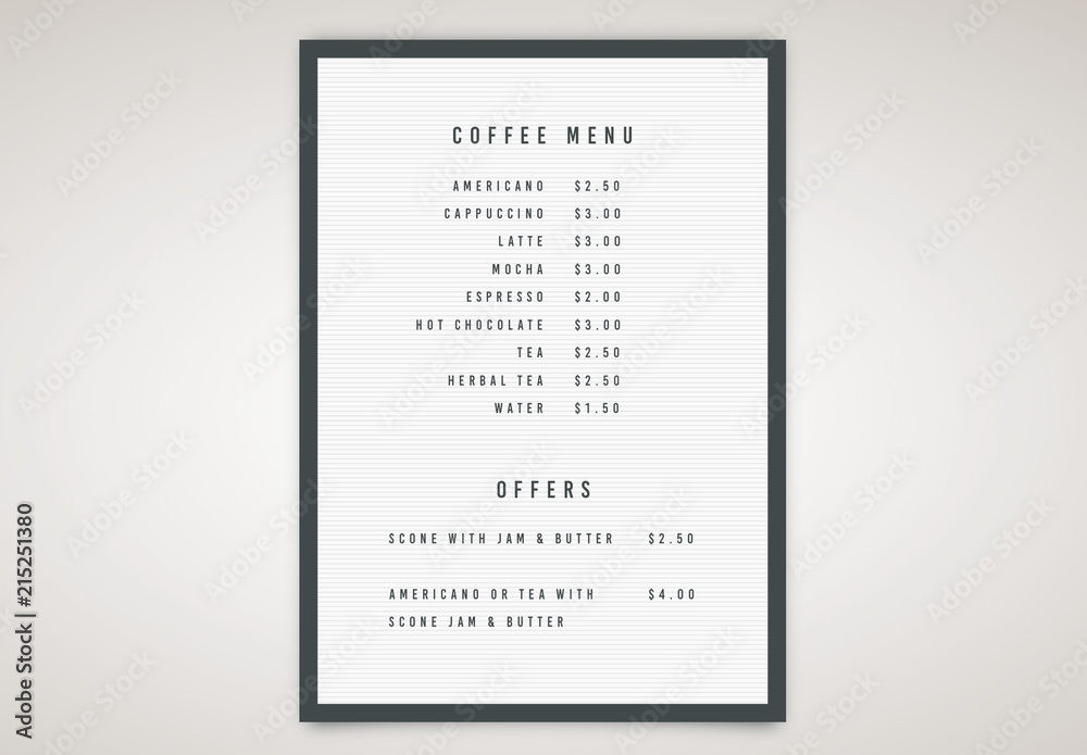 Coffee Menu Board Design