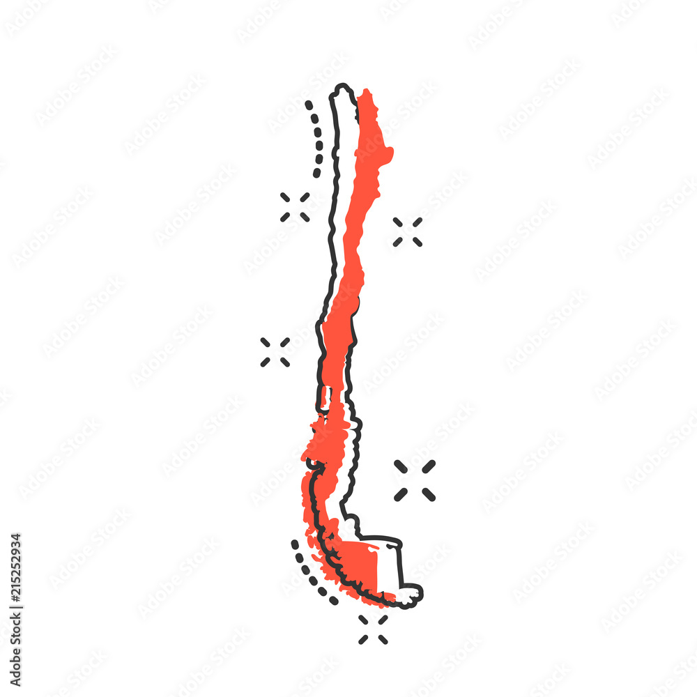 Vector cartoon Chile map icon in comic style. Chile sign illustration ...