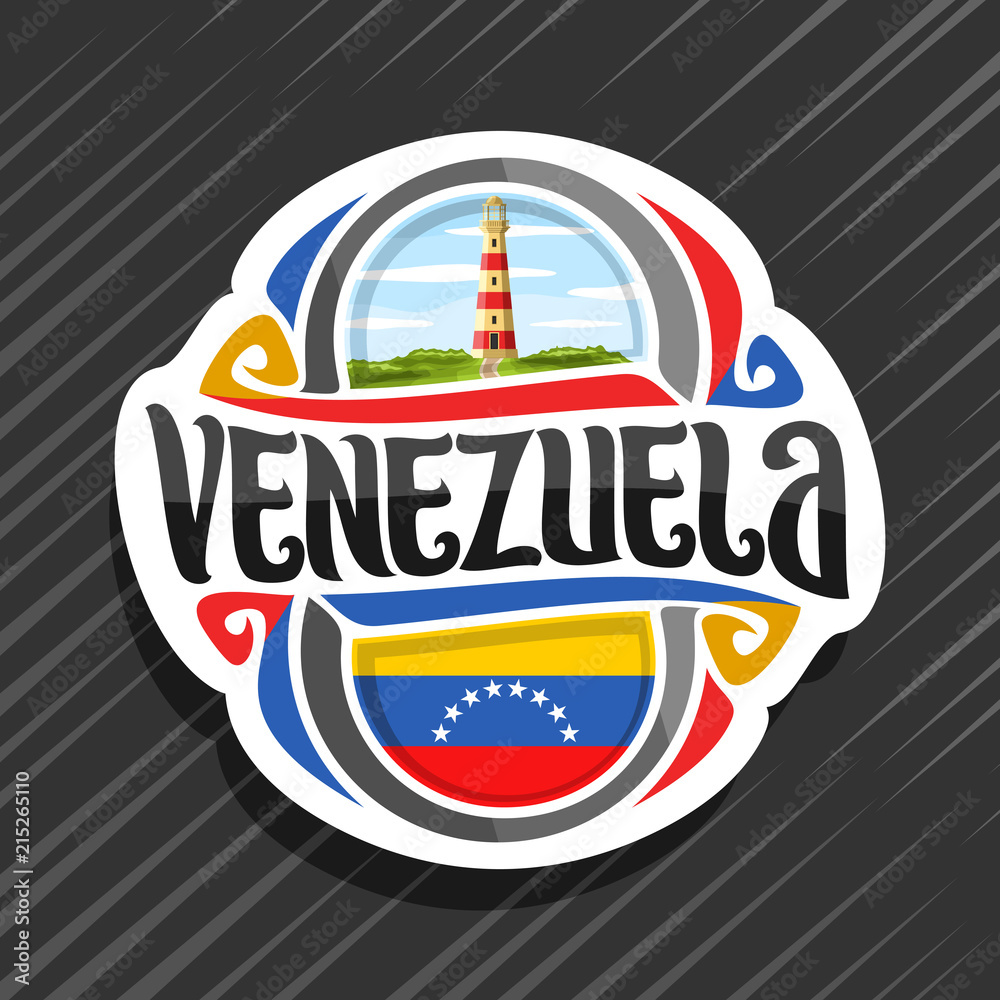 Vector logo for Venezuela country, fridge magnet with venezuelan flag ...