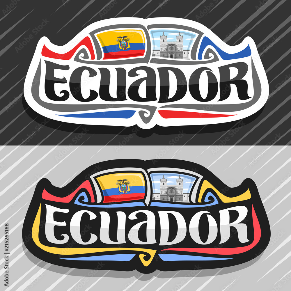 Vector logo for Ecuador country, fridge magnet with ecuadorian flag ...