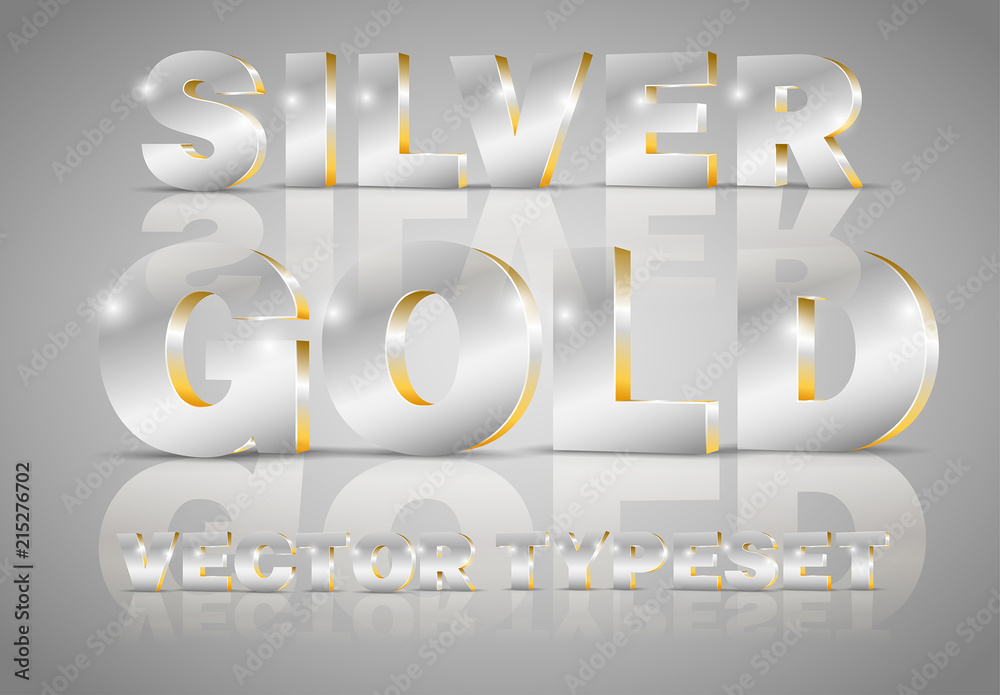Silver and Gold Accent Metallic 3D Typeset Stock Template | Adobe Stock