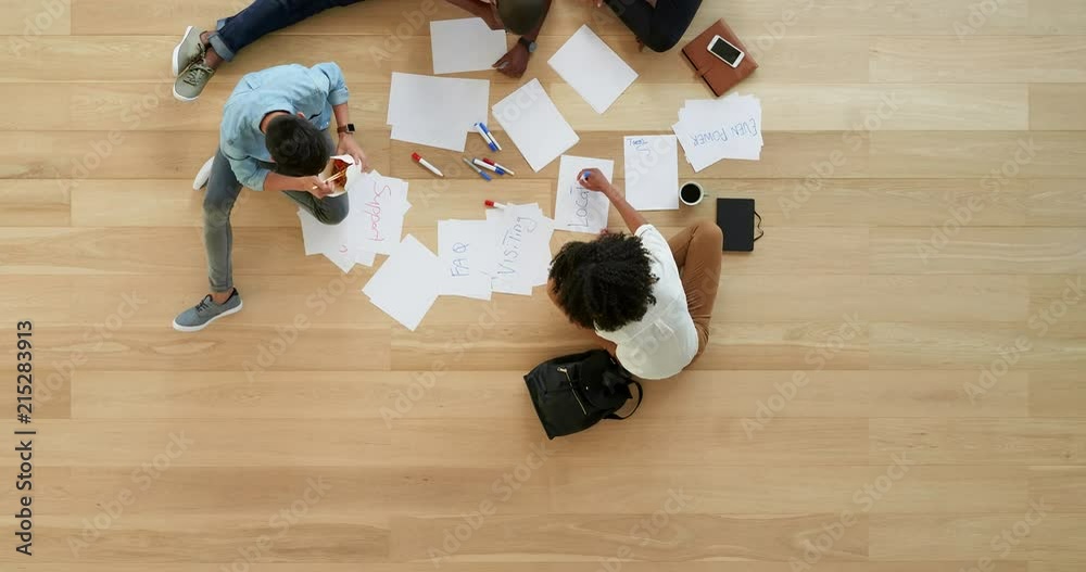 top view young diverse group of multi ethnic web developers ...