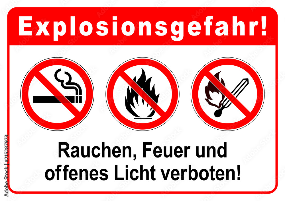 ks369 Kombi-Schild - Explosionsgefahr: Rauchen, Feuer und offenes Licht ...