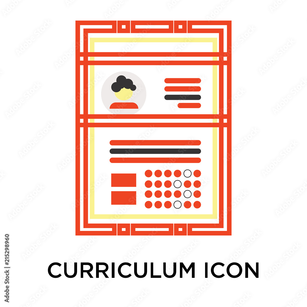 Curriculum icon vector sign and symbol isolated on white background ...