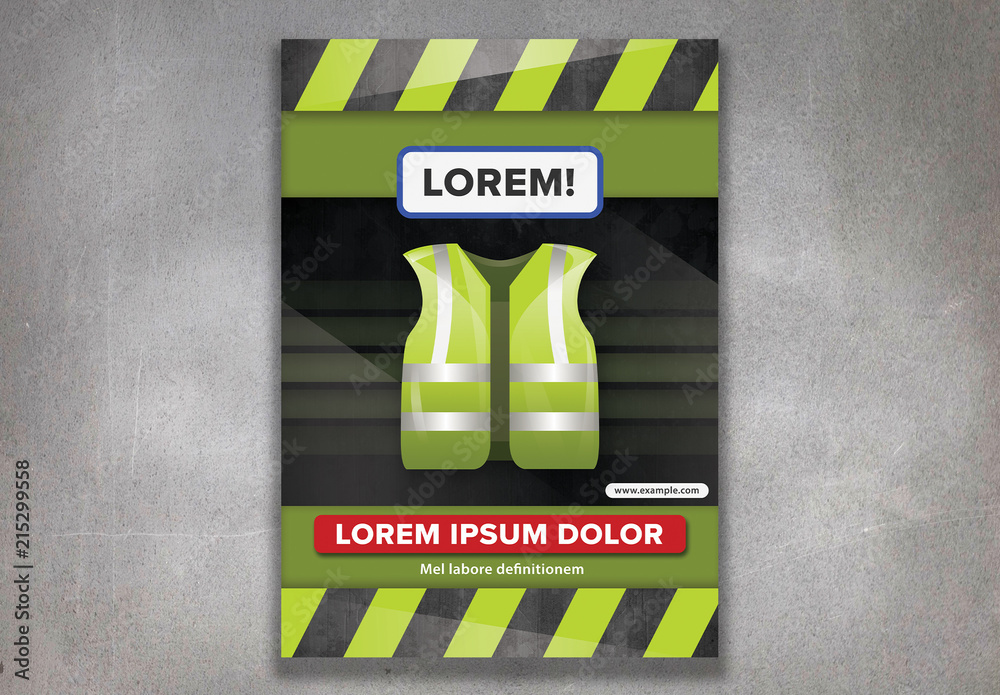 Construction Caution Poster Layout Stock Template | Adobe Stock