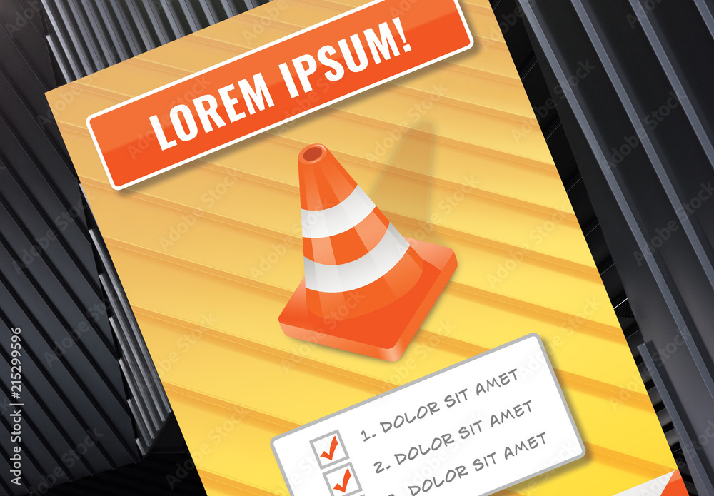 Construction Caution Poster Layout Stock Template | Adobe Stock