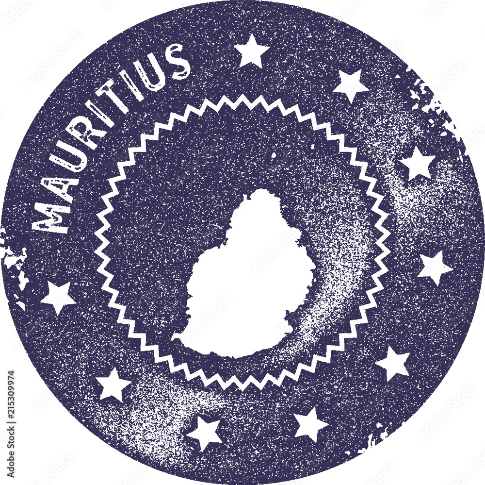 Mauritius map vintage stamp. Retro style handmade label, badge or ...