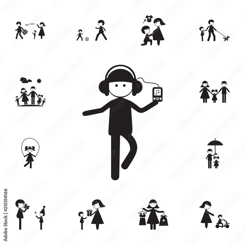 youth with a player icon. Detailed set of Family icons. Premium quality ...