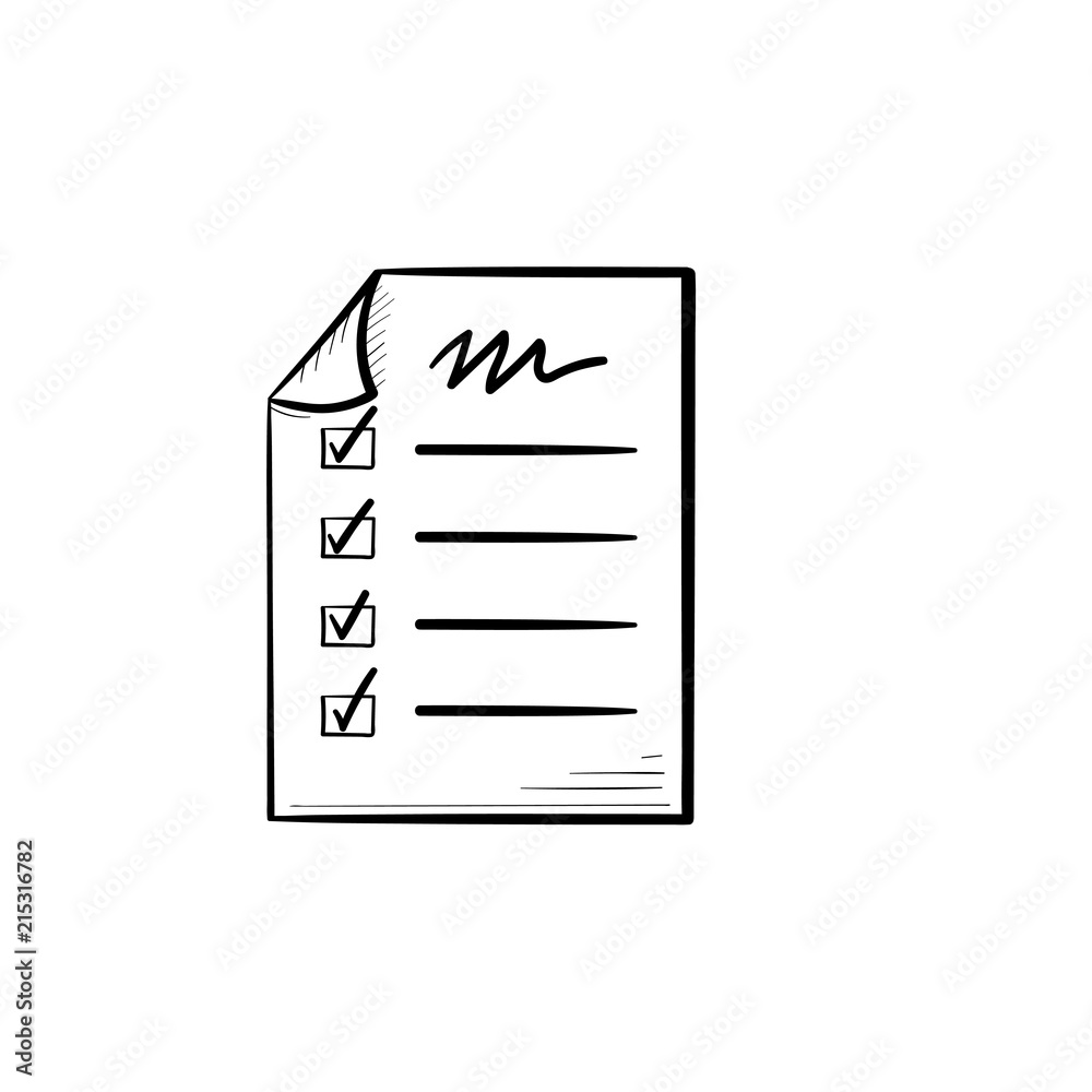 Paper checklist hand drawn outline doodle icon. Store shopping, retail ...