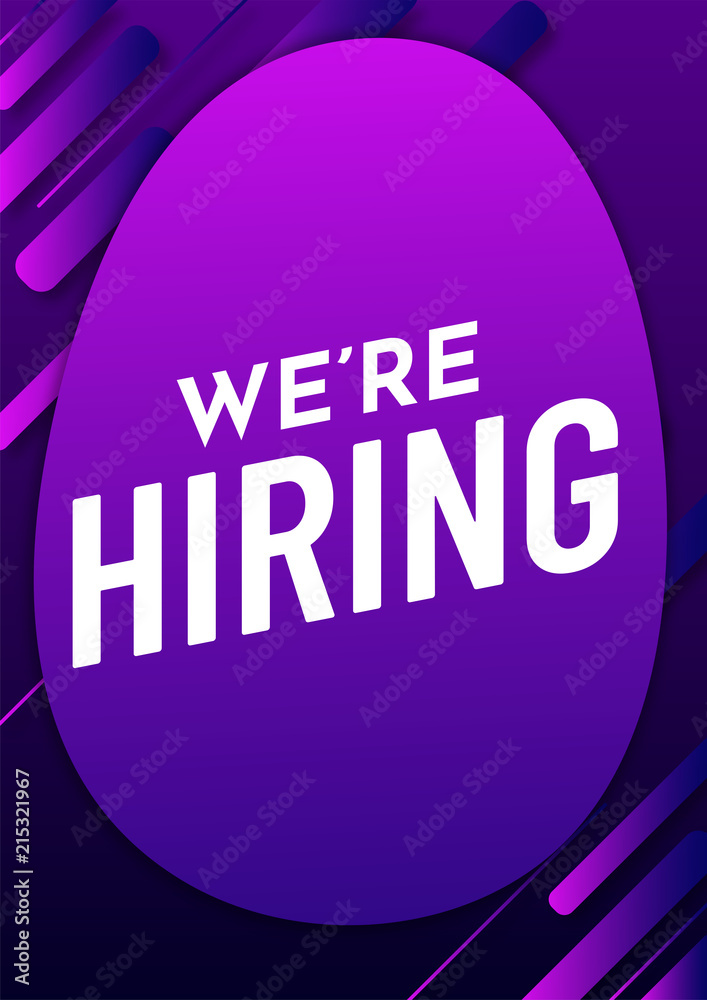 We Are Hiring purple poster or template design for job vacancy ...