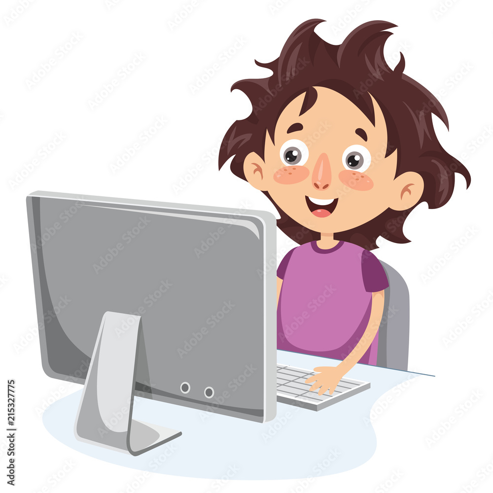 Kid Typing Clipart
