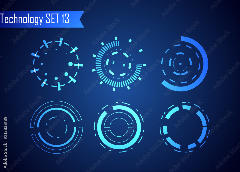 Set of Circle Abstract Digital Technology UI Futuristic HUD Virtual ...