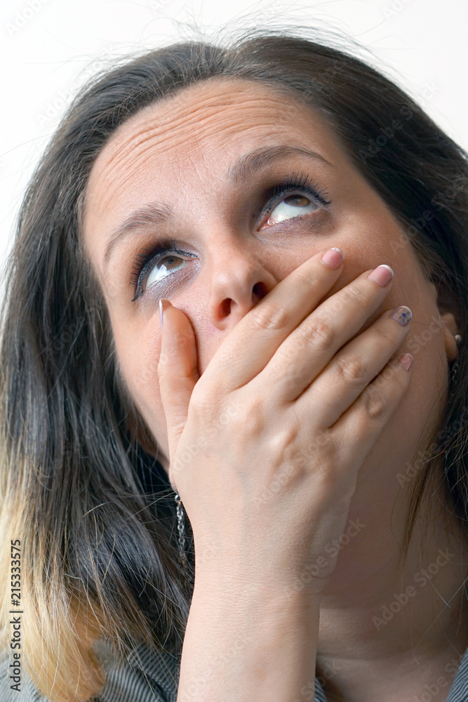 Loss of a loved one. Grief in the family. Death of a child. Sad face ...