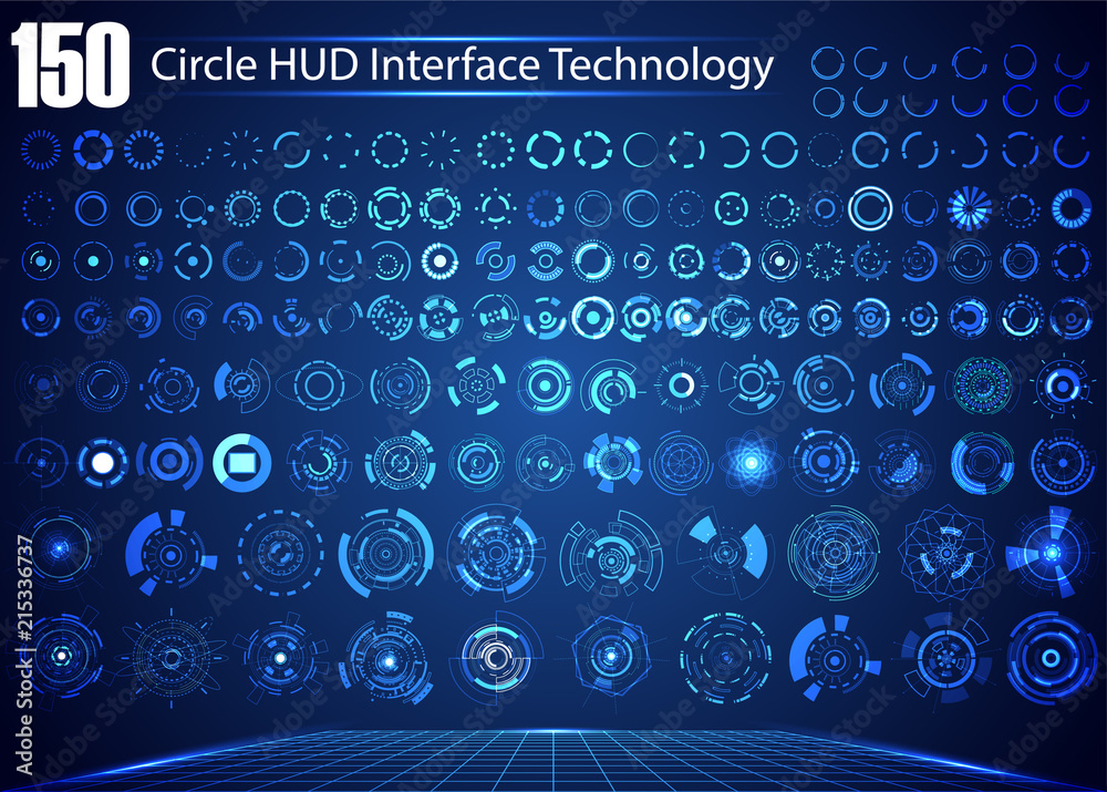 Set of Circle Abstract Digital Technology UI Futuristic HUD Virtual ...