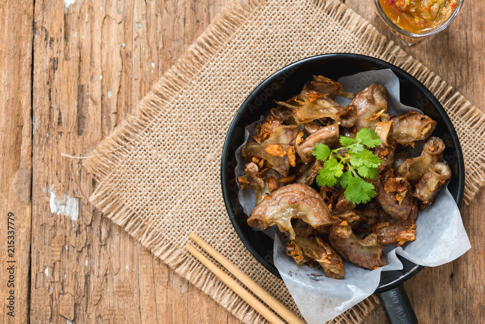 Deep fried pork small intestine or Chitterlings internal organs of pig ...