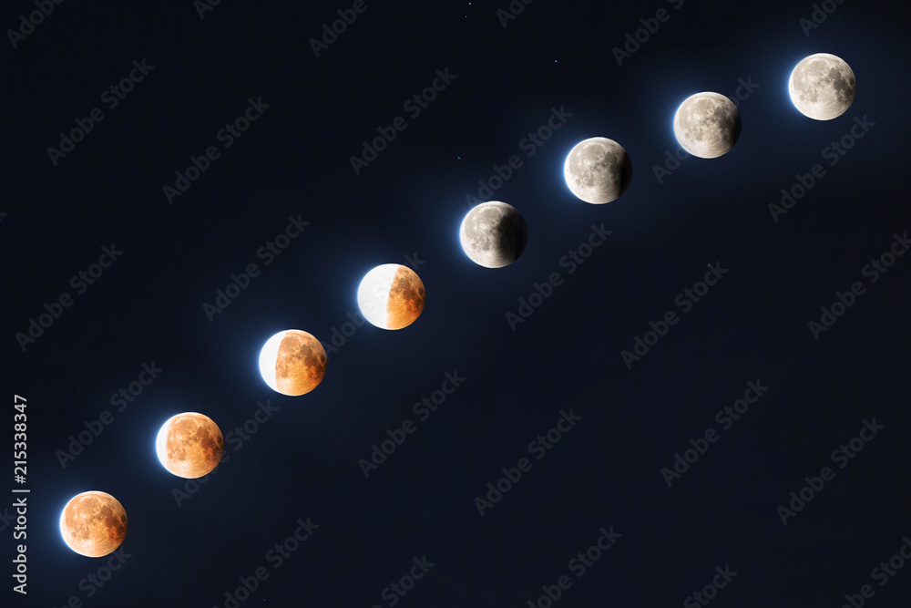 Phases of the moon eclipse Stock Photo | Adobe Stock
