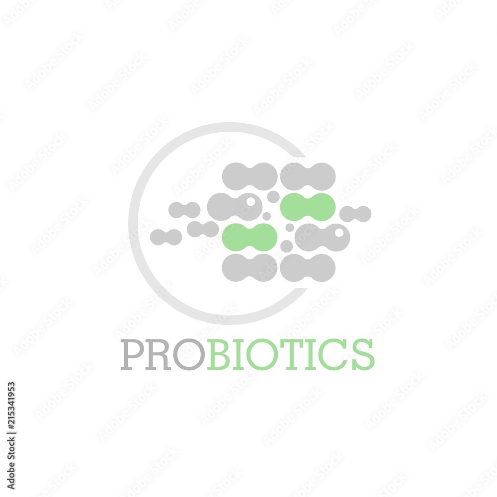 Probiotics logo. Bacteria logo. Concept of healthy nutrition ingredient ...