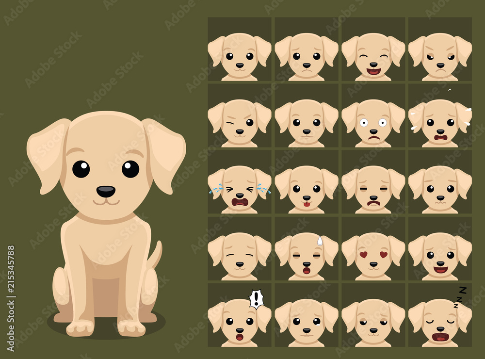 Puppy Cartoon Emotion faces Vector Illustration Stock Vector | Adobe Stock