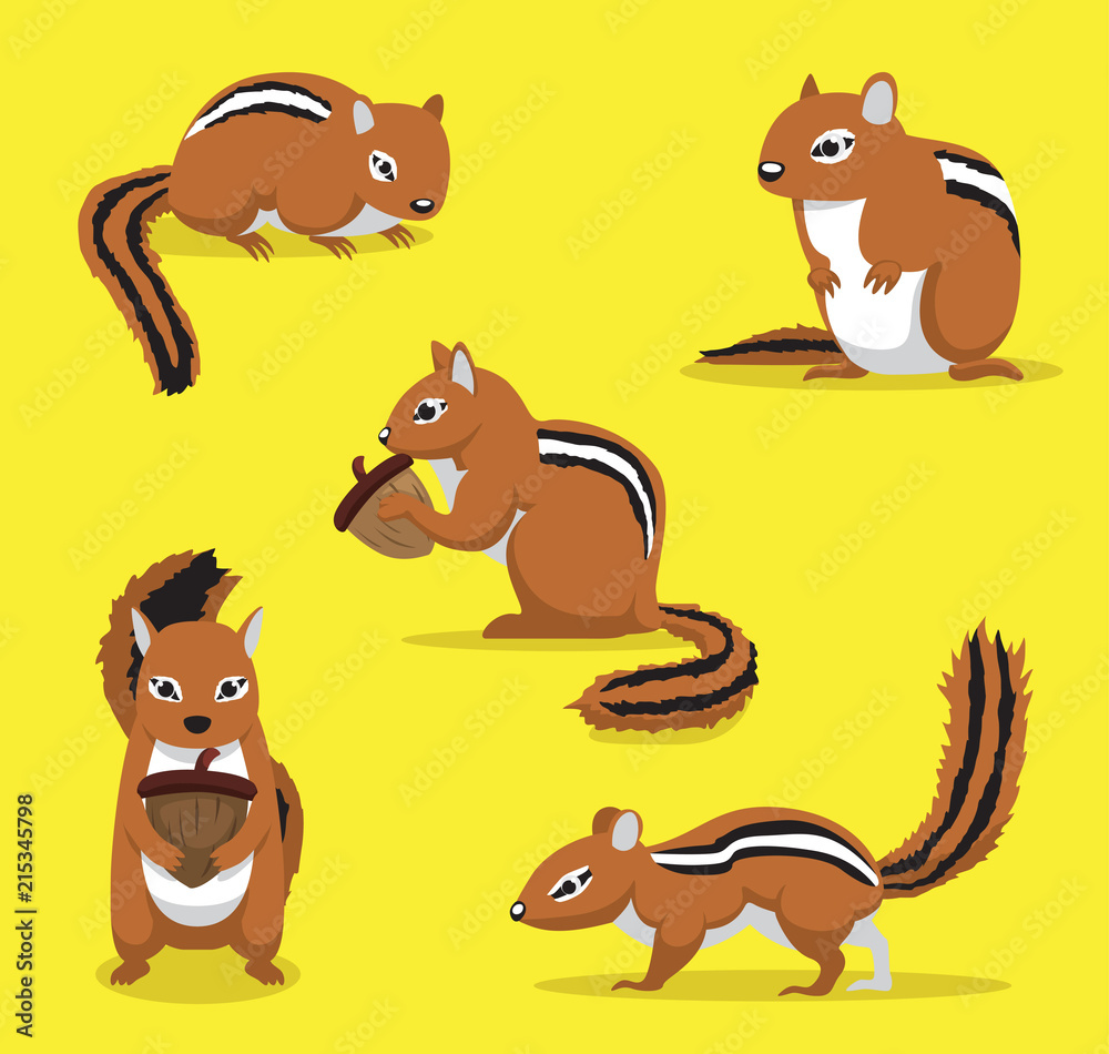 Cute Chipmunk Poses Cartoon Vector Illustration Stock Vector | Adobe Stock