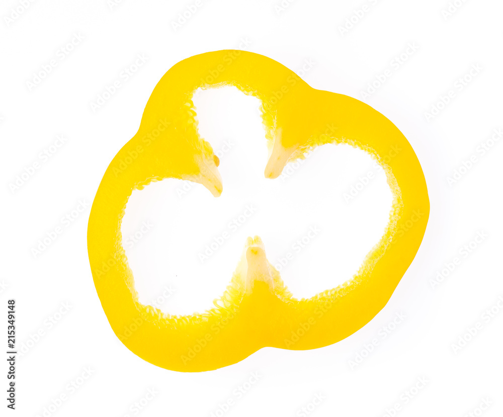 sliced yellow Bell Pepper isolated on white background Stock Photo ...