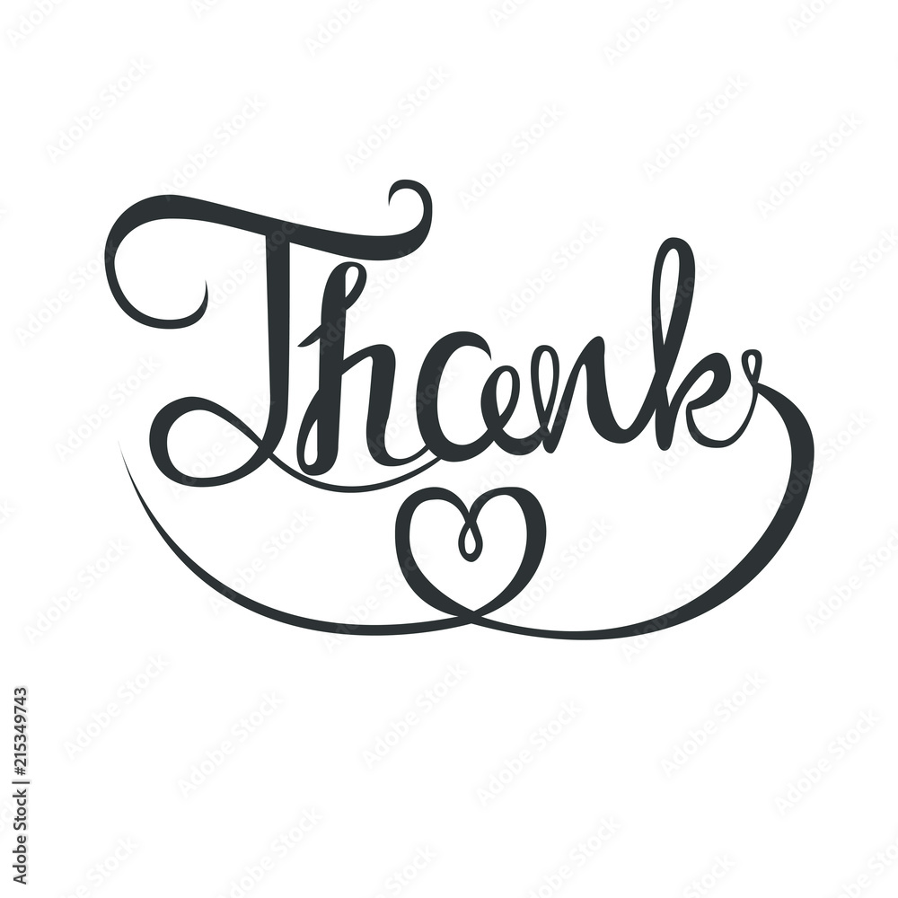 Hand drawing of thank You words. Lettering. vector isolated image on ...