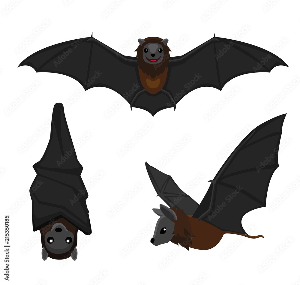 Cute Bat Poses Cartoon Vector Illustration Stock Vector | Adobe Stock