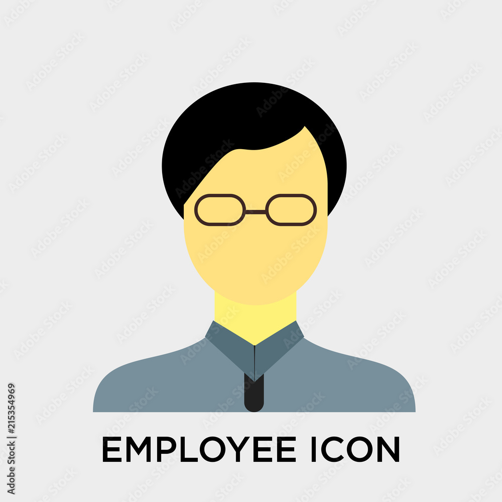 Employee icon vector sign and symbol isolated on white background ...