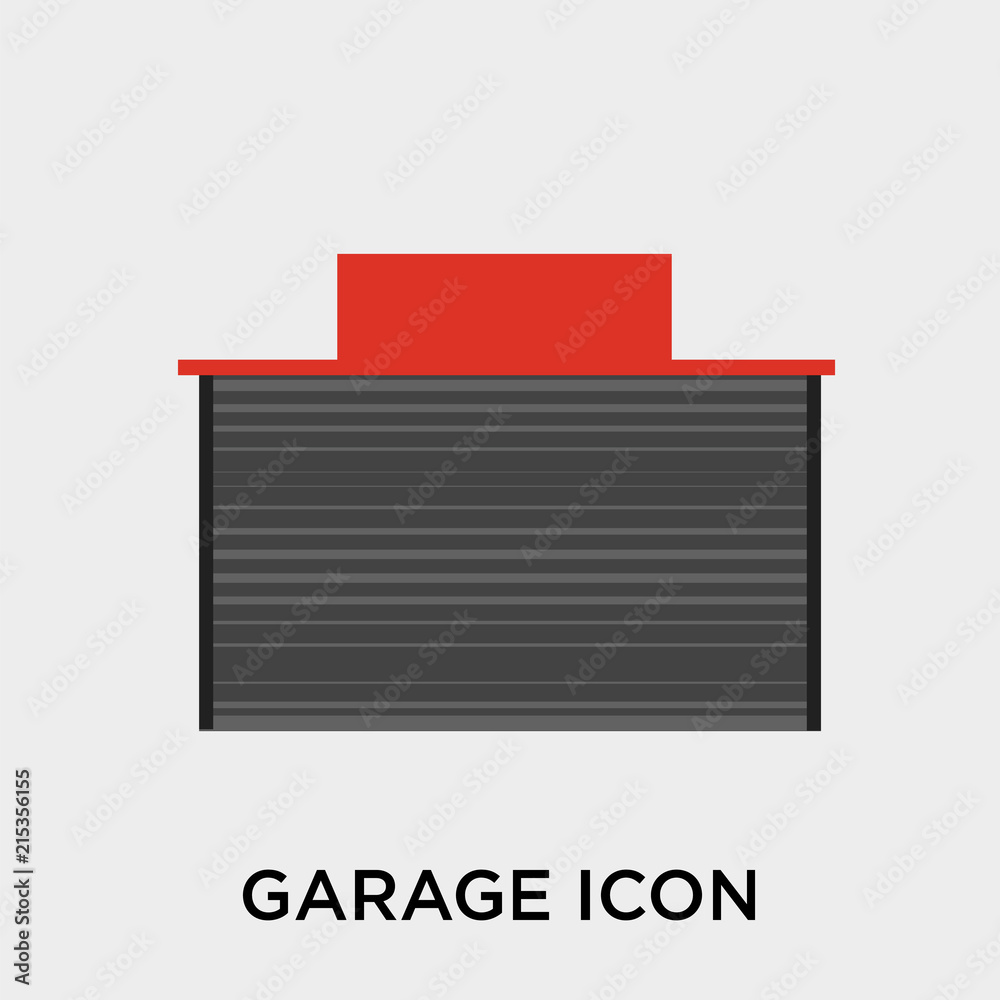 Garage icon vector sign and symbol isolated on white background, Garage ...
