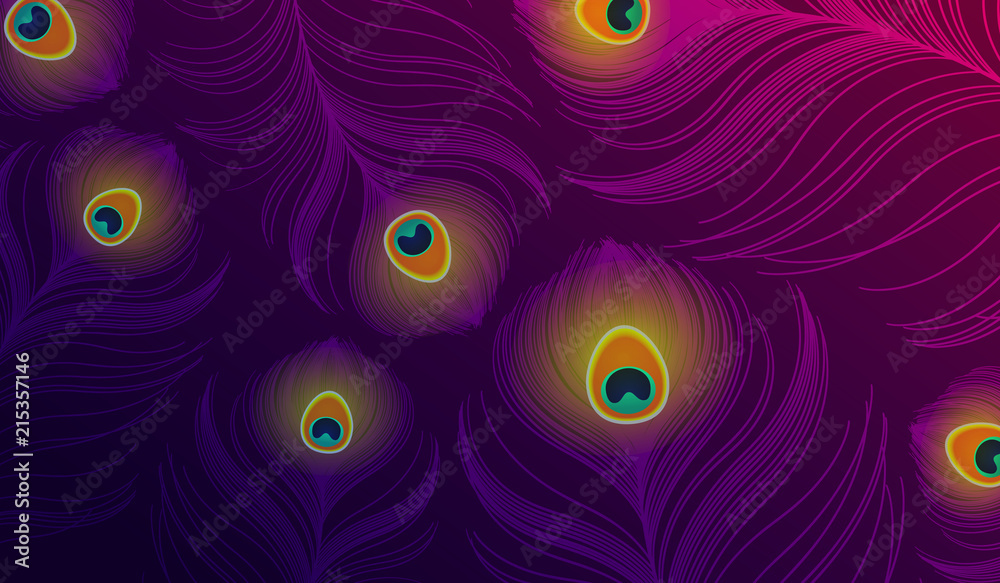 Design of colorful peacock feathers background Stock Vector | Adobe Stock