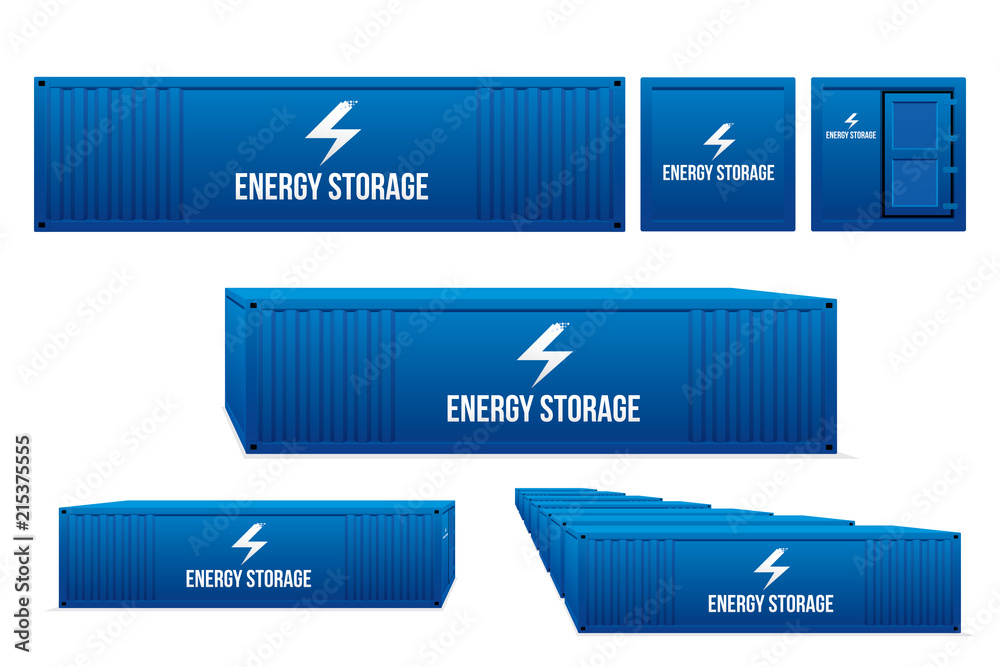 Energy storage. Vector illustration of battery energy stationary ...