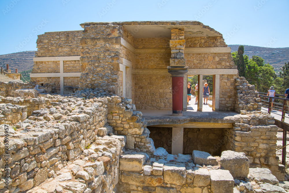 Greece, Crete. Knossos ruins, ceremonial and political centre of the ...