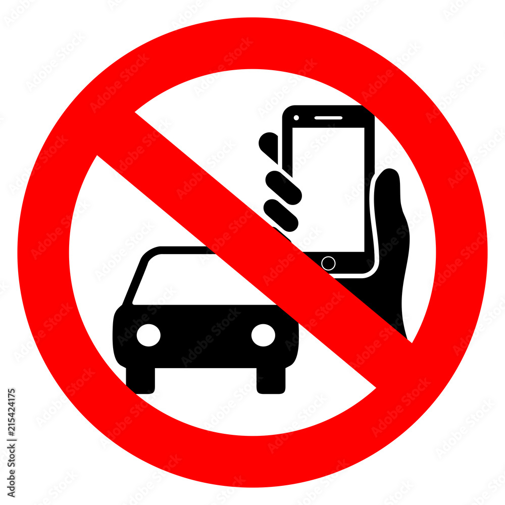 No driving and phone using vector sign Stock Vector | Adobe Stock