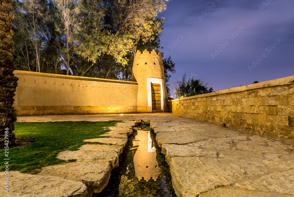 Diriyah Old city in Night in the dark , Al Bujairi , Riyadh , KSA ...