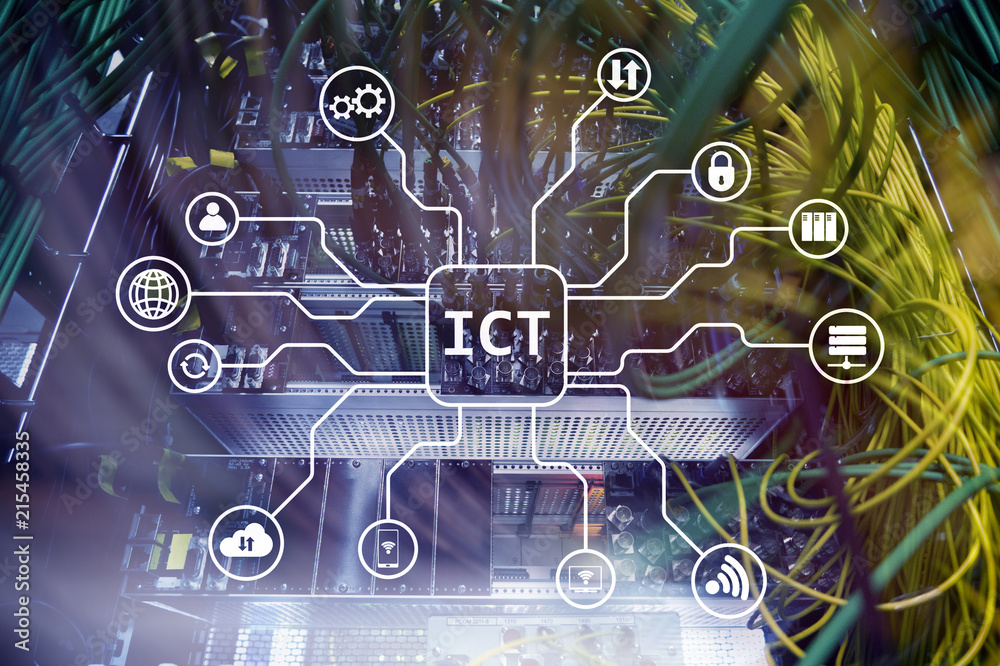 ICT - information and communications technology concept on server room ...