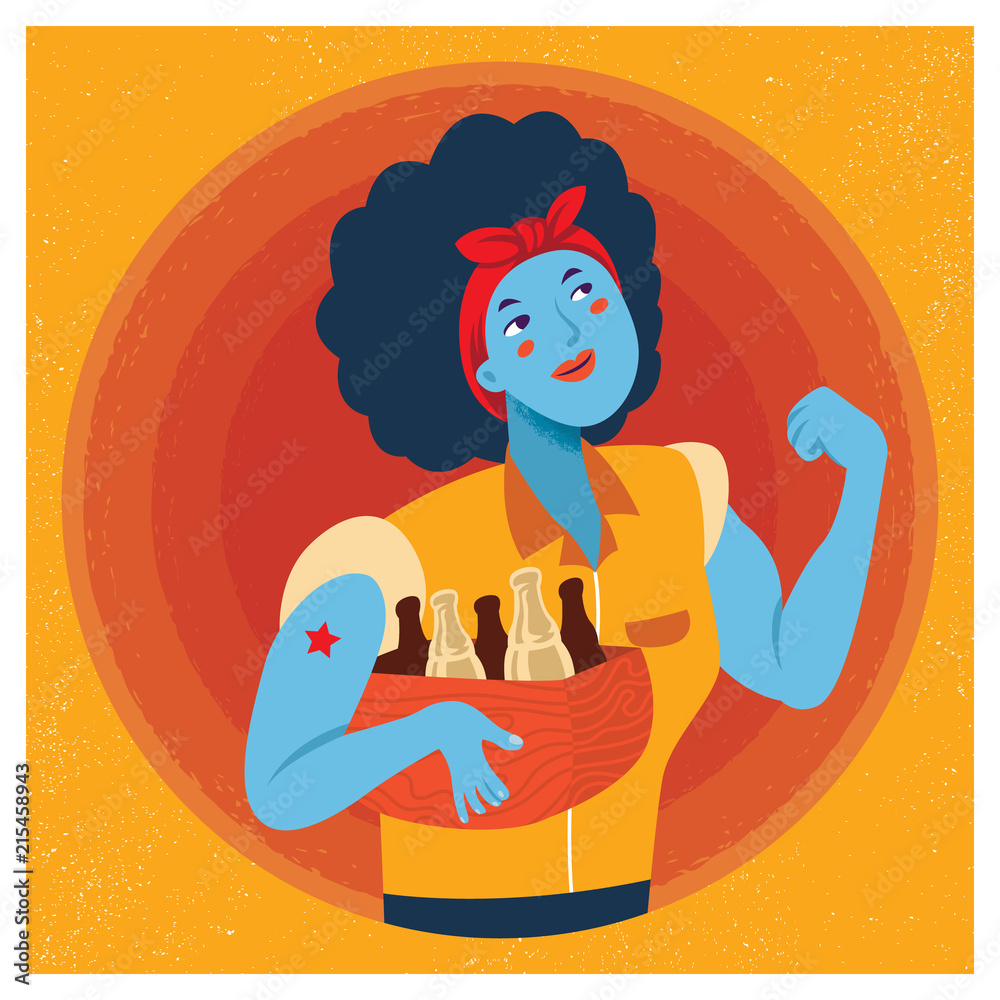 Retro Strong Powerful Woman Illustration. Inspired by the Famous World ...