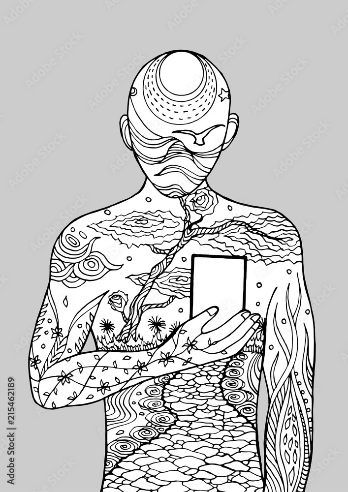 human head spirit power energy connect to the universe vector abstract ...