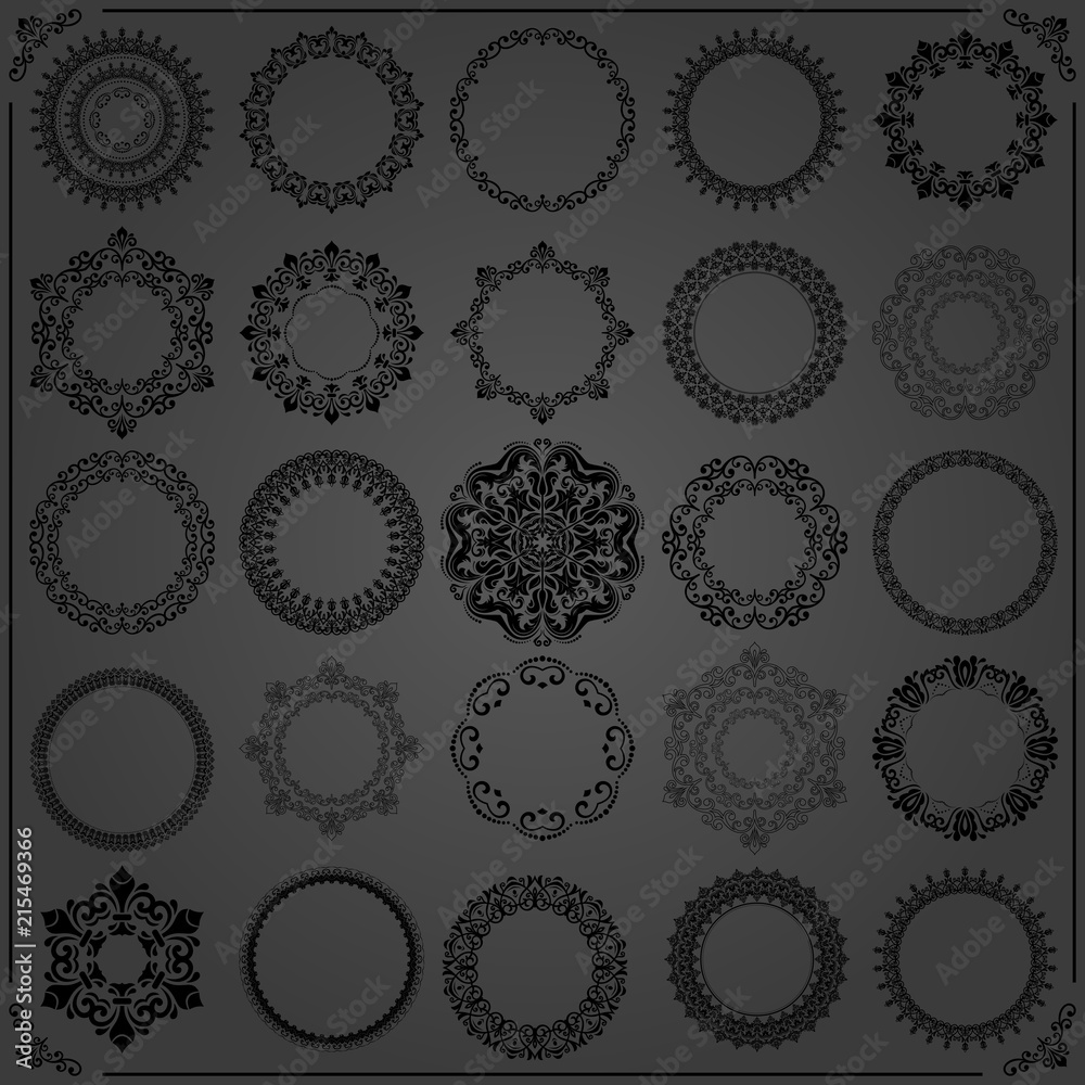 Vintage set of vector round elements. Different elements for design ...