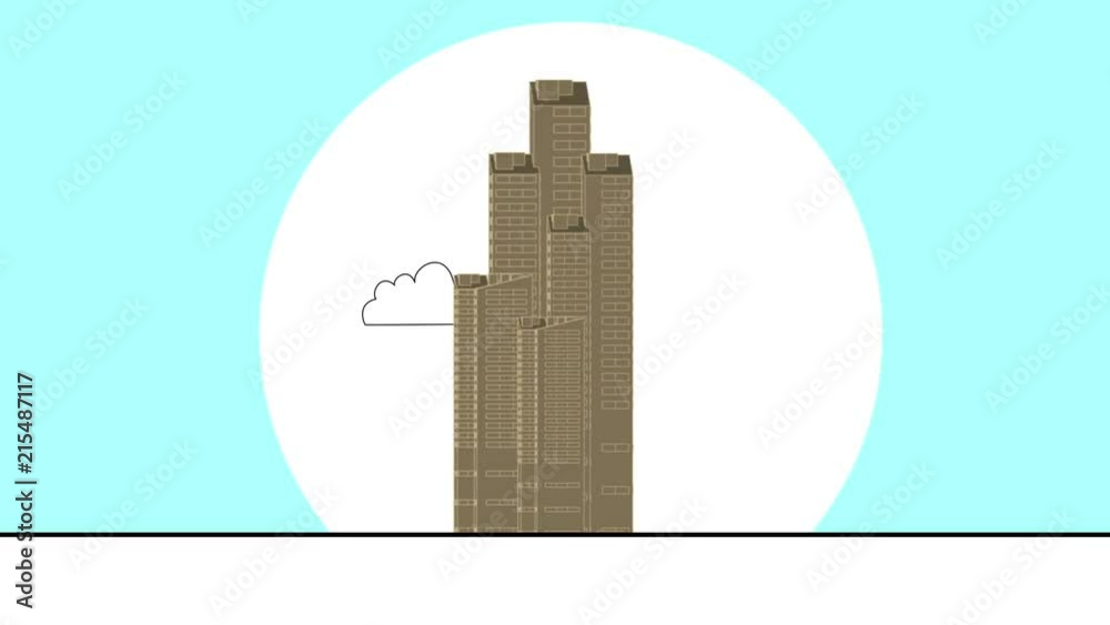 3d animation - render of skyscraper in flat cartoon style vídeo do ...