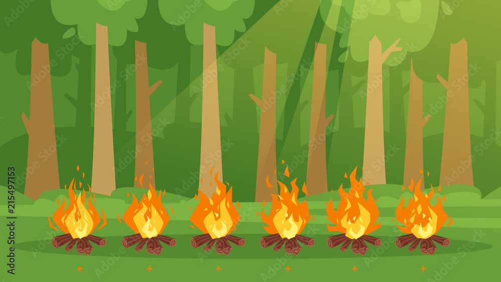 camp fire sprites for animation Stock Vector | Adobe Stock