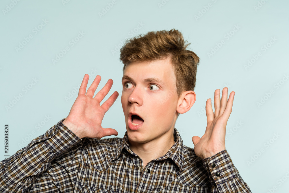 surprised startled amazed astounded man. gasping with astonishment ...