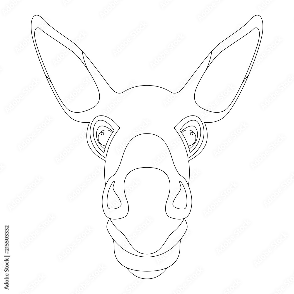 donkey face head vector illustration coloring book Stock Vector | Adobe ...
