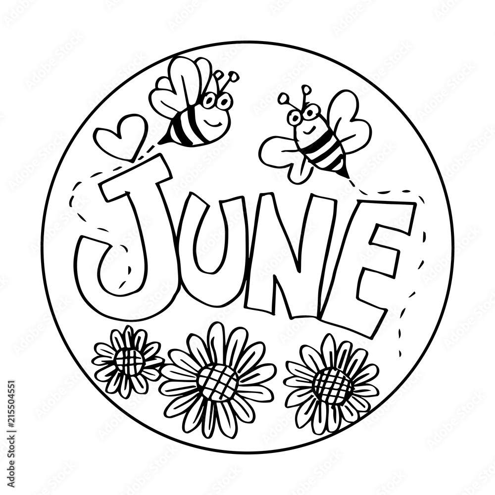 June Coloring Pages for Kids Stock Illustration | Adobe Stock