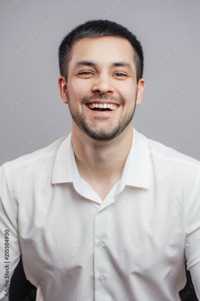 laughing office worker dressed formally.close up photo. happy mood at ...
