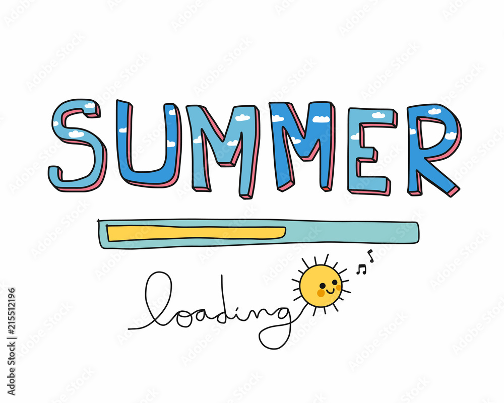 Summer loading cute sun cartoon vector illustration doodle style Stock ...