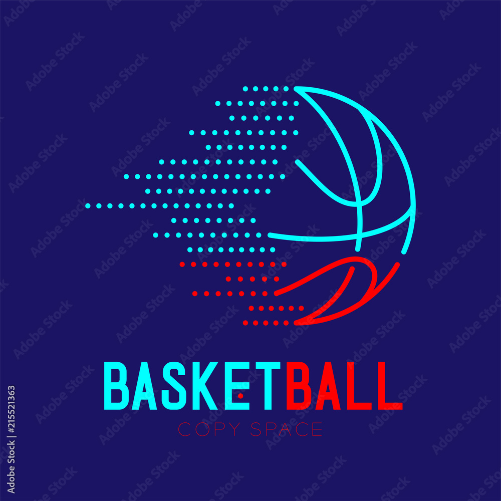 Basketball dash logo icon outline stroke set dash line design ...