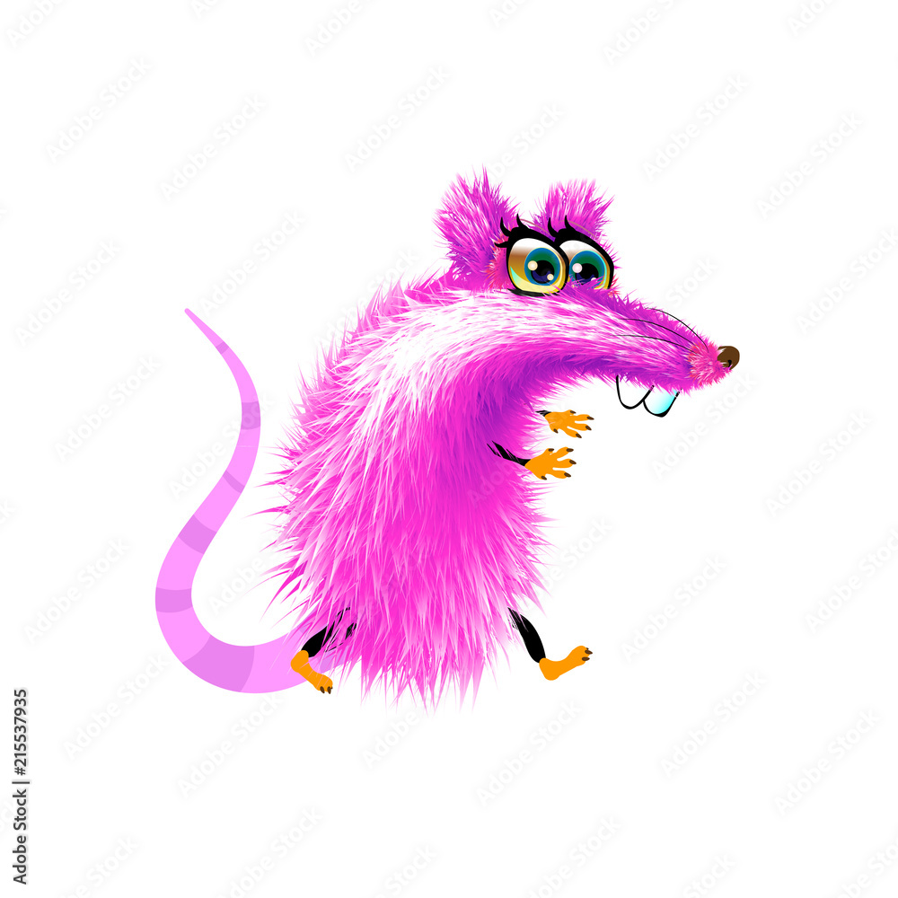 Cartoon pink cute rat, isolated. Vector illustration Stock Vector ...