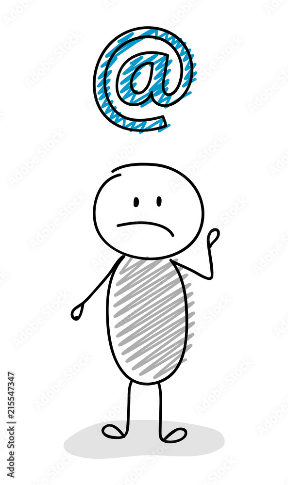 Cartoon stickman holding email address icon. Vector. Stock Vector ...