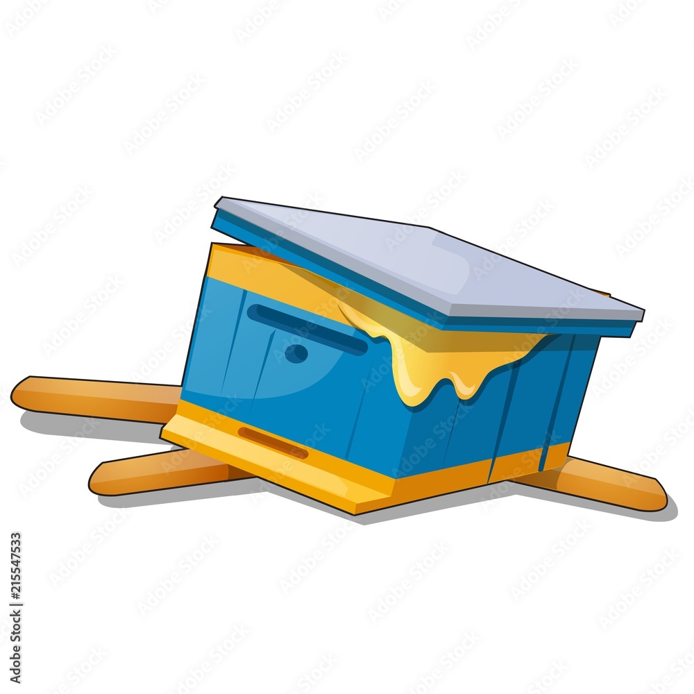 Broken bee hive isolated on white background. Vector cartoon close-up ...